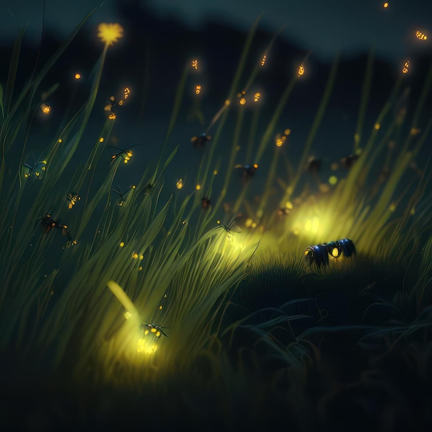 Premium AI Image | Fireflies Image created by AI Premium AI Image | Fireflies Image created by AI