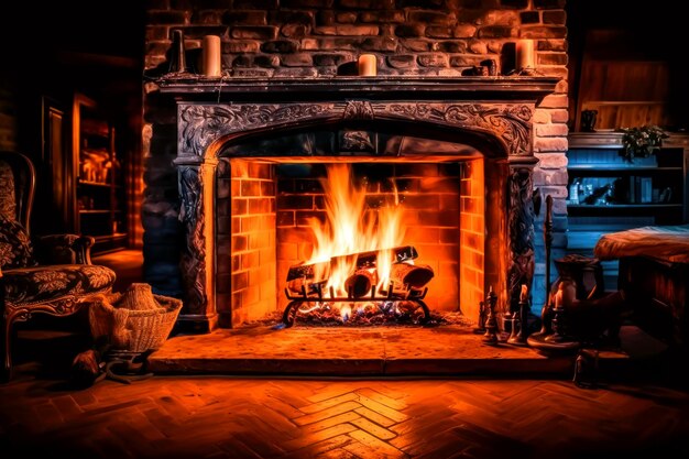 Premium AI Image | Fireside Serenity Generative AI Premium AI Image | Fireside Serenity Generative AI