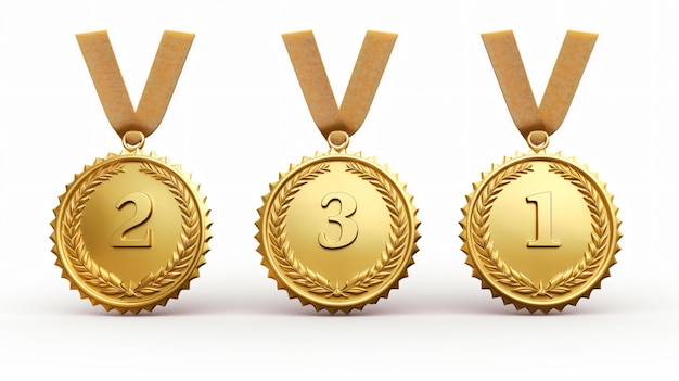Premium Photo First Second And Third Prize 3d Laurels Isolated On
