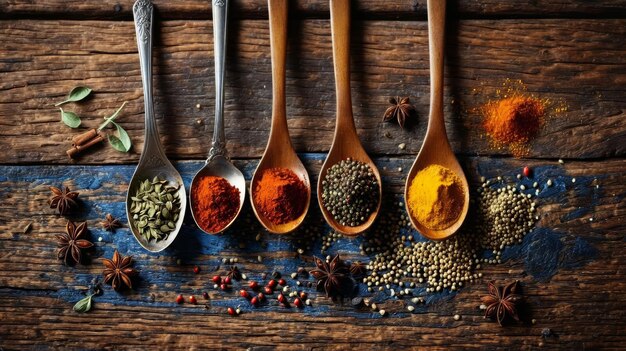 Premium Photo | Five Spoons Filled With Different Kinds of Spices Premium Photo | Five Spoons Filled With Different Kinds of Spices