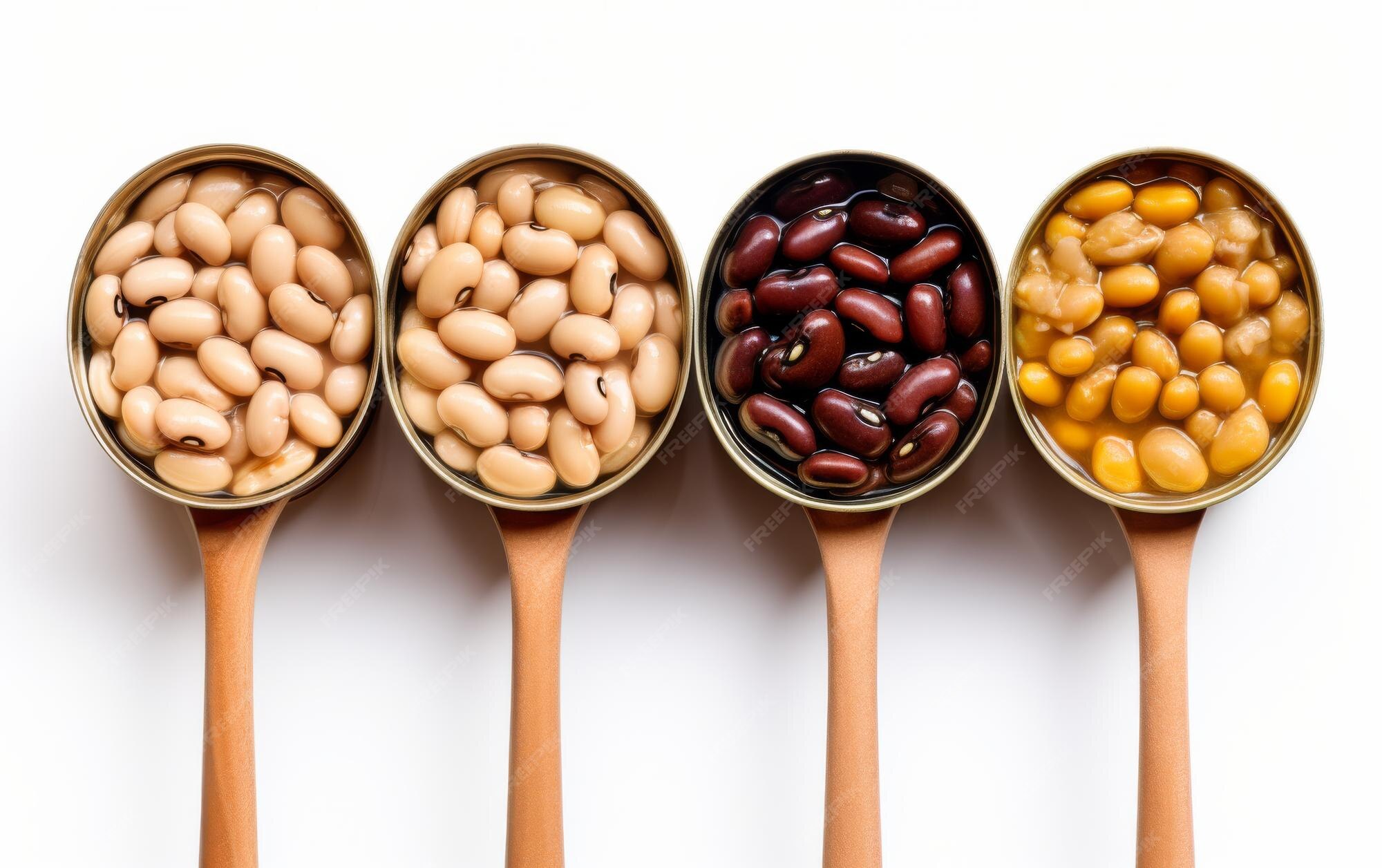 Premium Photo | Five Spoons Filled With Different Types of Beans Premium Photo | Five Spoons Filled With Different Types of Beans