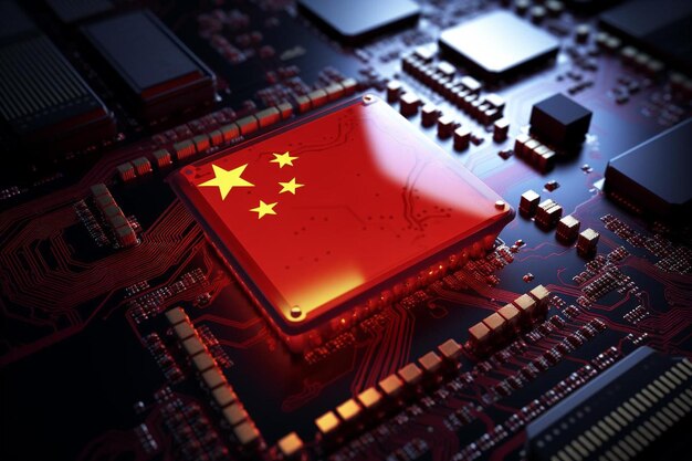 Premium AI Image | flag of china on a processor cpu central processing ... Premium AI Image | flag of china on a processor cpu central processing ...