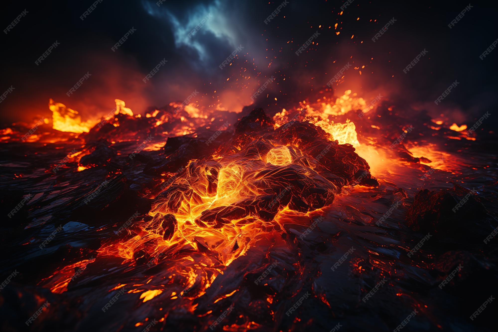 Premium AI Image | flames rising ground area background lava river ... Premium AI Image | flames rising ground area background lava river ...