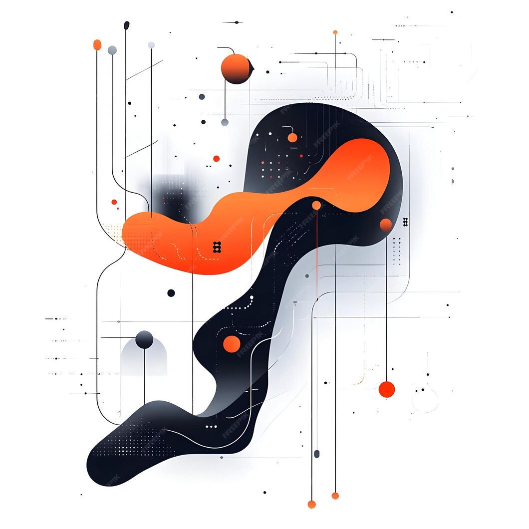 Flat Ai Driven Data Flow Elements Concept As Abstract Vector Elements Featuring Dynamic Data