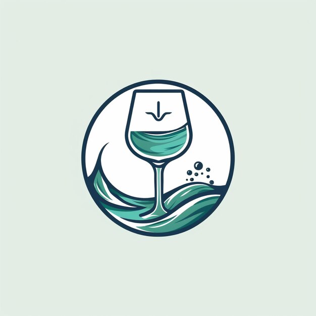 Premium Ai Image Flat Color Drink Glass Logo Vector