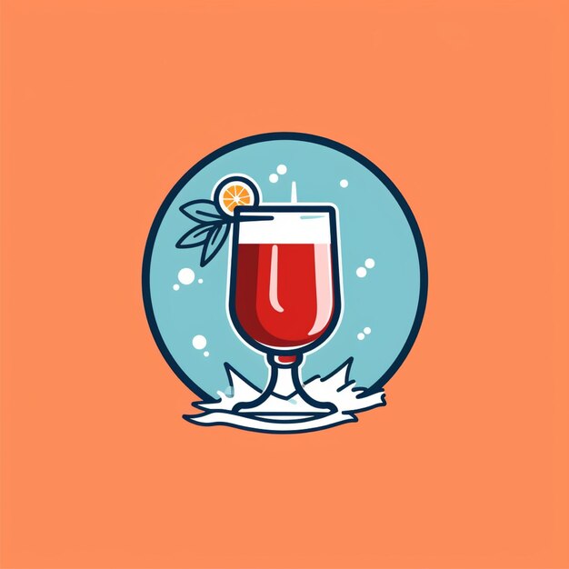 Premium Ai Image Flat Color Drink Glass Logo Vector
