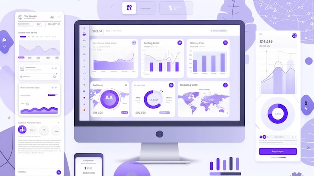 Premium Photo | A flat design admin panel with UI UX KIT dashboard A mockup comprising charts ...