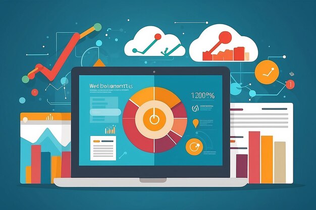Flat Vector Illustration Of Web Analytics Information And Development