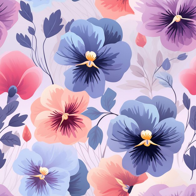 Premium AI Image | a floral pattern with purple flowers and leaves Premium AI Image | a floral pattern with purple flowers and leaves