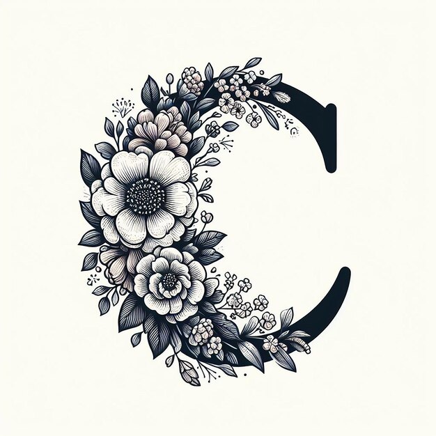 Flower letter C floral monogram on a white background | Premium AI ... Flower letter C floral monogram on a white background | Premium AI ...
