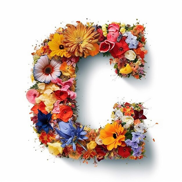 Premium AI Image | Flower letter C floral monogram on a white background Premium AI Image | Flower letter C floral monogram on a white background