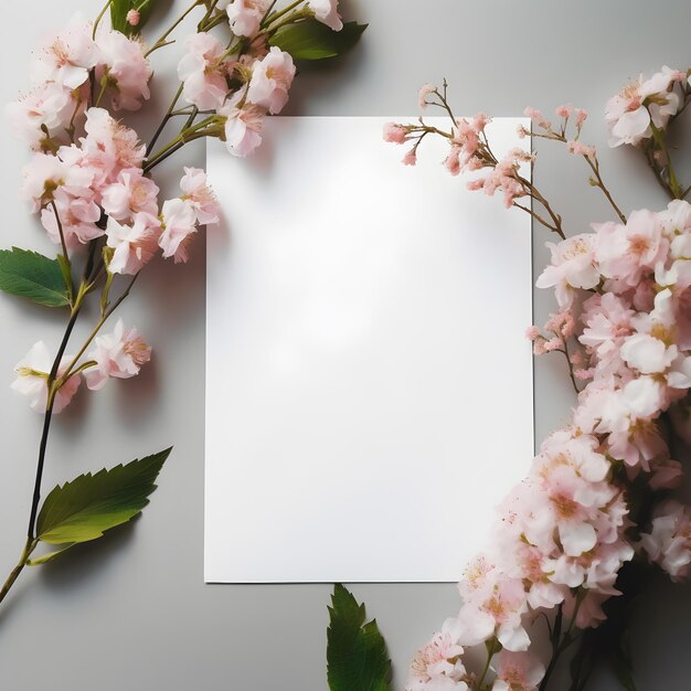 Premium AI Image | Flowers and blank paper Premium AI Image | Flowers and blank paper