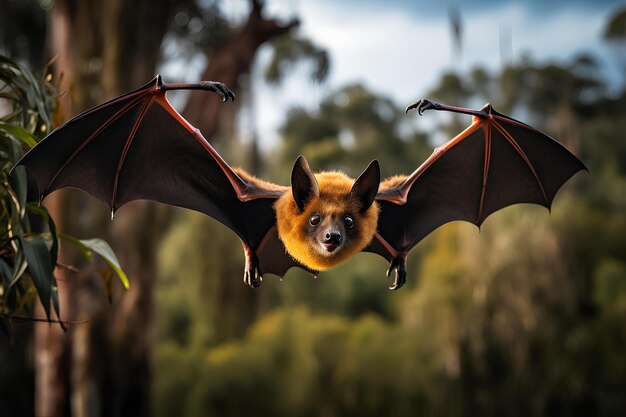 Premium Photo Flying Fox Bat In Natural Forest Environment Wildlife