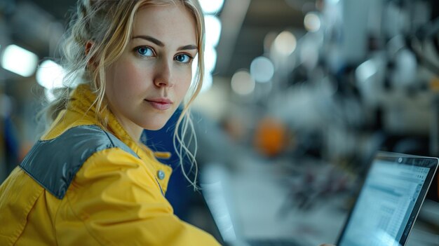 Focused Female Engineer Working on a Laptop | Premium AI-generated image Focused Female Engineer Working on a Laptop | Premium AI-generated image