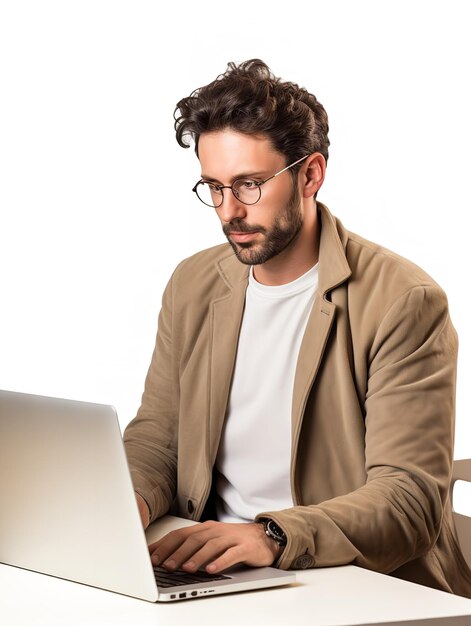 Premium Photo Focused Male Programmer Coding Ai Generated