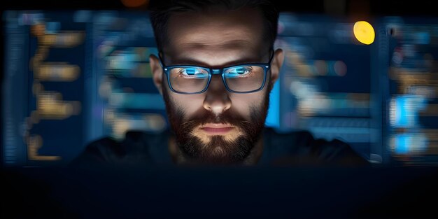 Focused Programmer Coding in HighTech Environment Stock Image for ... Focused Programmer Coding in HighTech Environment Stock Image for ...