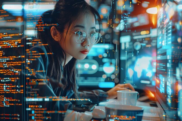 Premium Photo | Focused Programmer in a Digital World Premium Photo | Focused Programmer in a Digital World