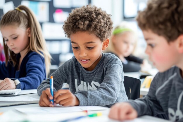 Focused Young Student in Classroom | Premium AI-generated image Focused Young Student in Classroom | Premium AI-generated image