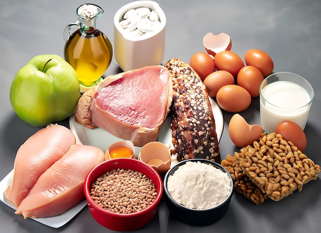Premium Ai Image Food High In Protein Protein Sources