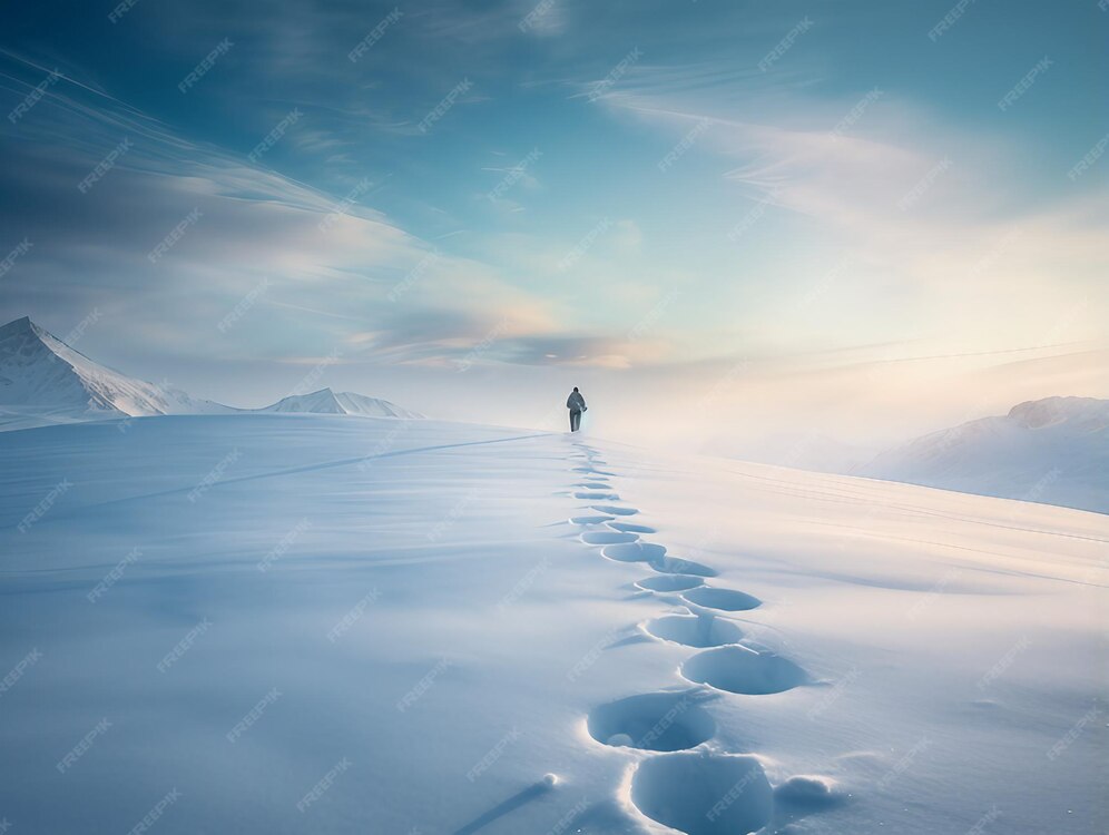 Premium AI Image | the footprints of a snowy field Premium AI Image | the footprints of a snowy field