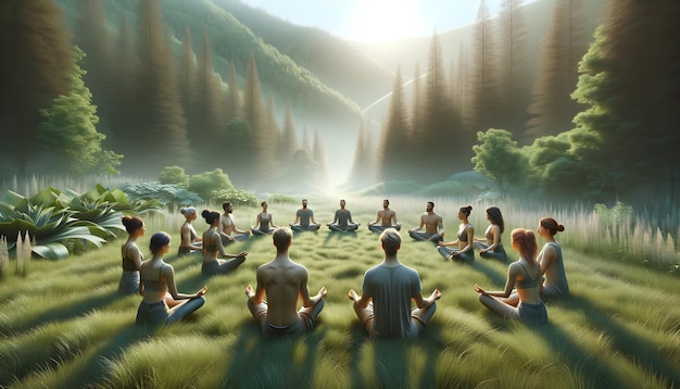 Premium Photo | Forest Group Meditation Premium Photo | Forest Group Meditation