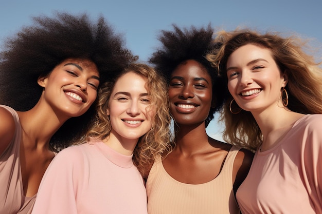 Premium AI Image | Four happy women on the beach in the style of bold ... Premium AI Image | Four happy women on the beach in the style of bold ...