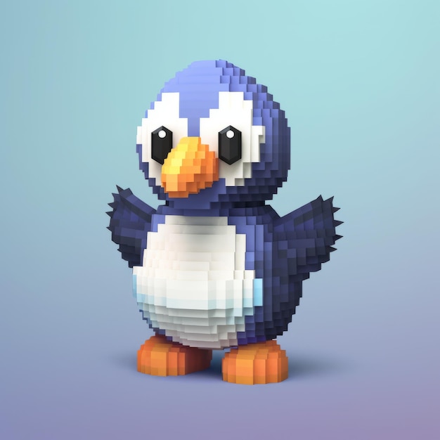 Premium Ai Image Free Pixel Art Penguin For 3d Modeling Cute Minecraft Character