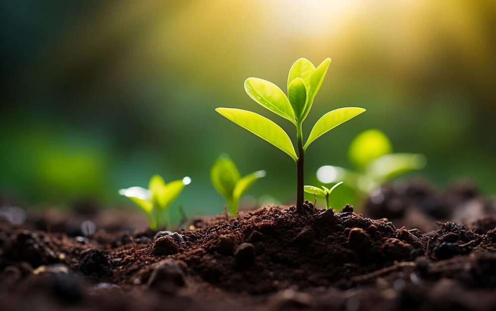 Premium AI Image | Fresh Downward View of Small Green Plant in Bokeh ... Premium AI Image | Fresh Downward View of Small Green Plant in Bokeh ...