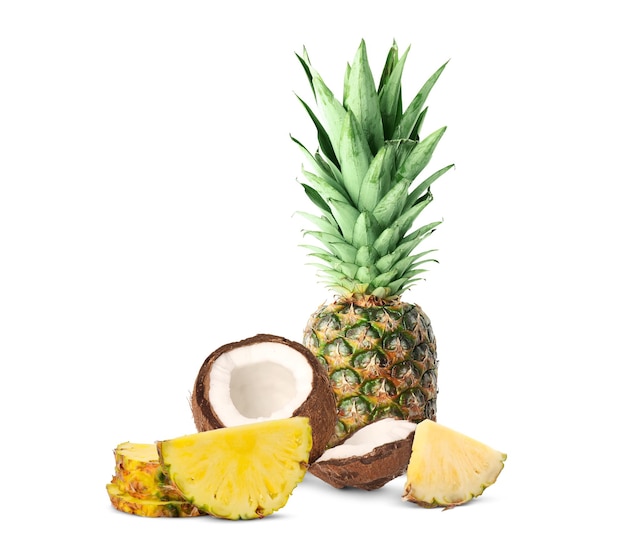 Premium Photo | Fresh ripe coconut pieces on white background Premium Photo | Fresh ripe coconut pieces on white background
