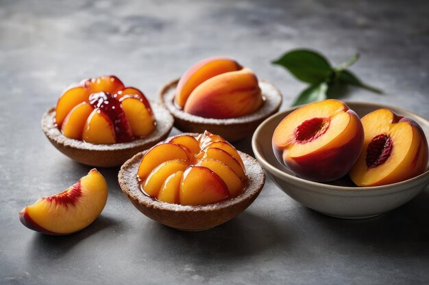Premium Photo | Fresh Sliced Peaches on Elegant Plate Premium Photo | Fresh Sliced Peaches on Elegant Plate