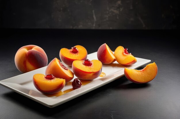 Premium Photo | Fresh Sliced Peaches on Elegant Plate Premium Photo | Fresh Sliced Peaches on Elegant Plate