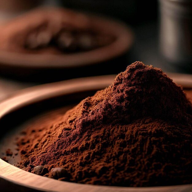 Premium AI Image | Freshly ground coffee on a wooden tray Premium AI Image | Freshly ground coffee on a wooden tray