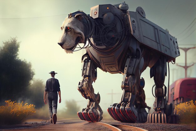 Premium AI Image | Friendship between robots and living beings AI Generated Premium AI Image | Friendship between robots and living beings AI Generated