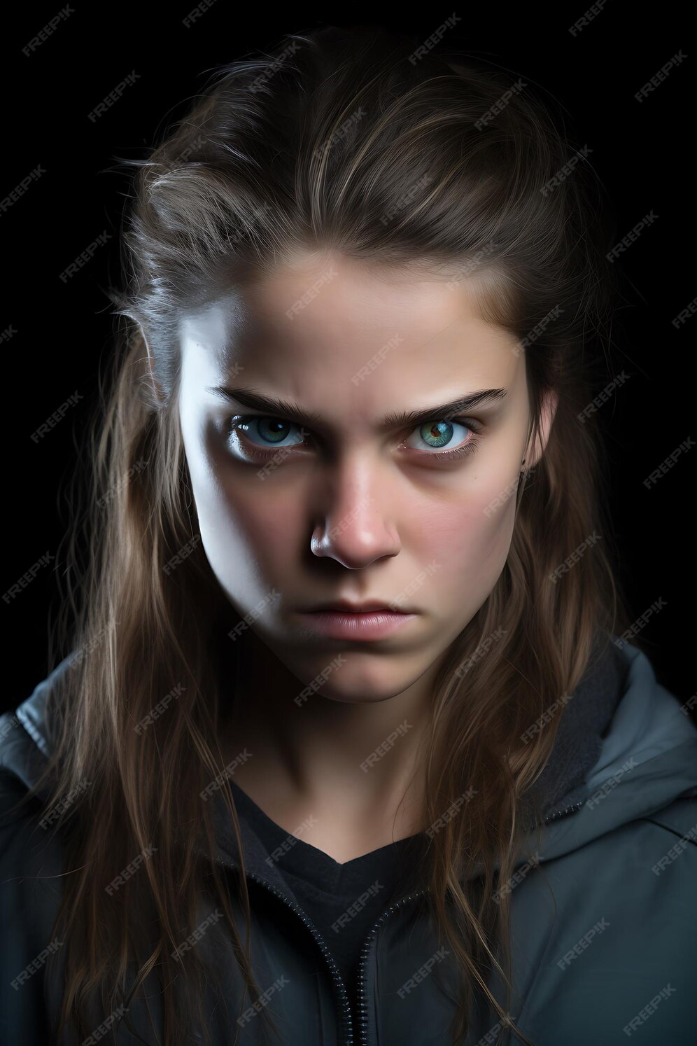 Front view of young female angry | Premium AI-generated image Front view of young female angry | Premium AI-generated image