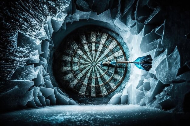 Premium Photo | Frozen dart hitting the center of target illustration ... Premium Photo | Frozen dart hitting the center of target illustration ...