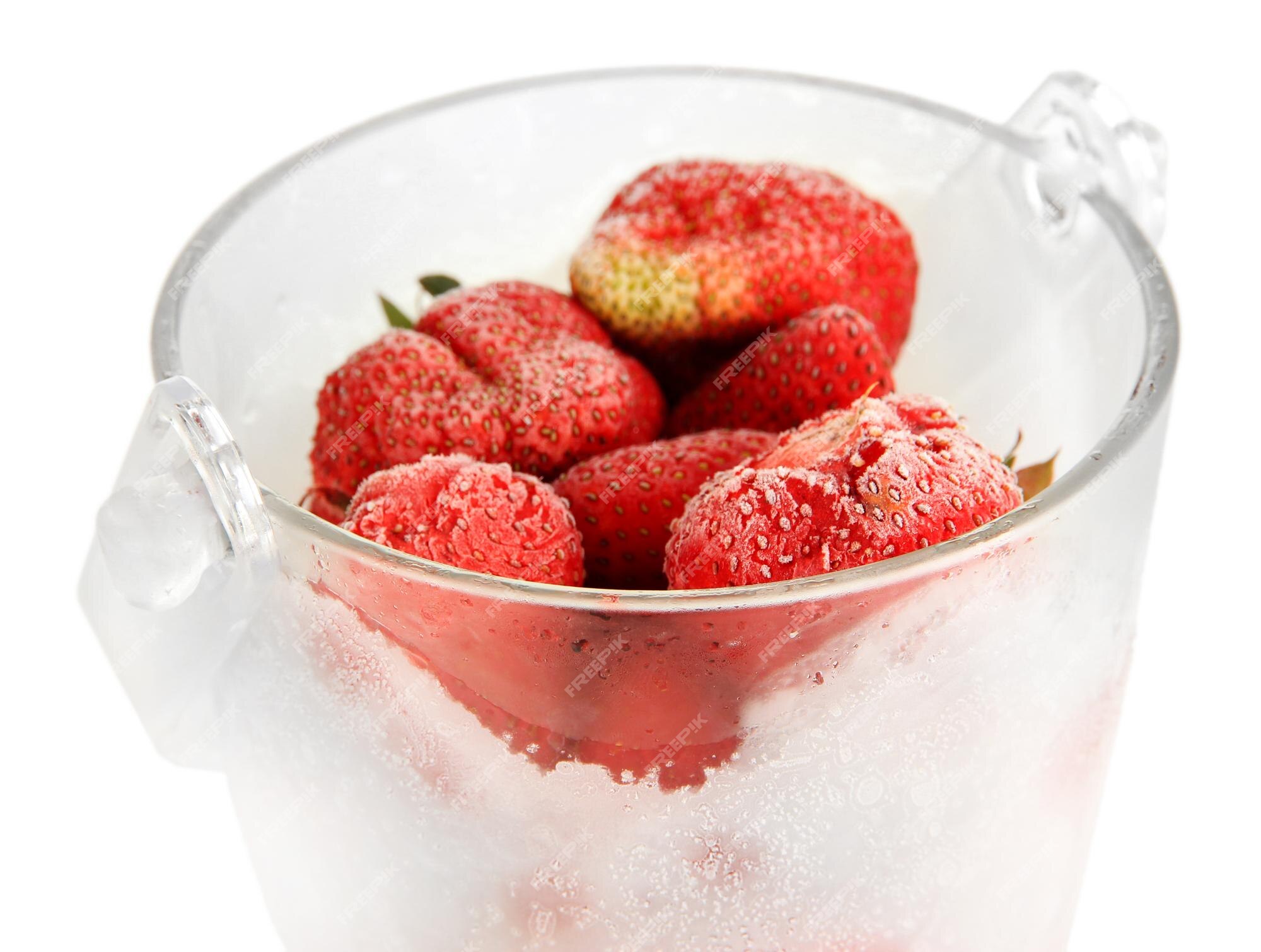 Premium Photo | Frozen strawberries in bucket of ice isolated on white Premium Photo | Frozen strawberries in bucket of ice isolated on white