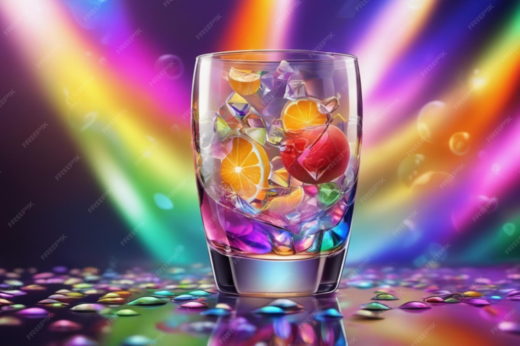 Premium Photo Fruit Juice Glass With Colorful Background