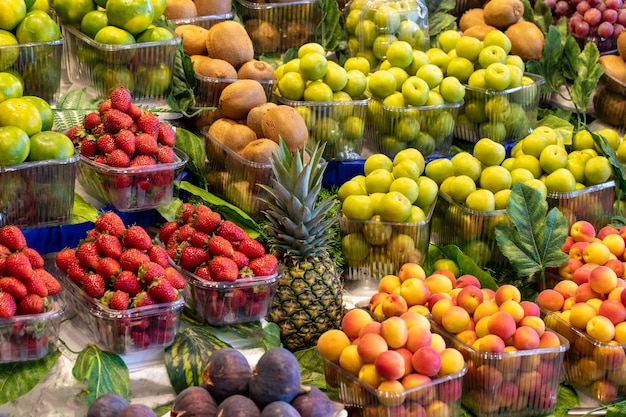 Premium Photo Fruit And Vegetable Market Counter Fresh A Variety Of