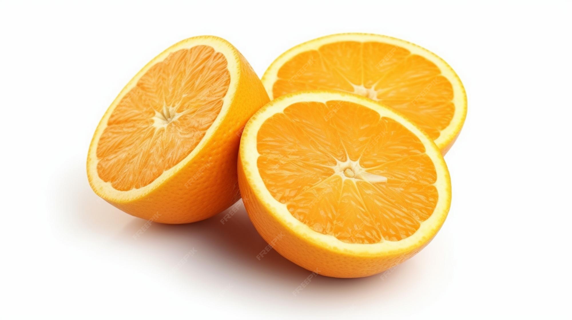 Premium Ai Image Full Orange Fruit Cut In Half Pieces Isolated On White Background Orange