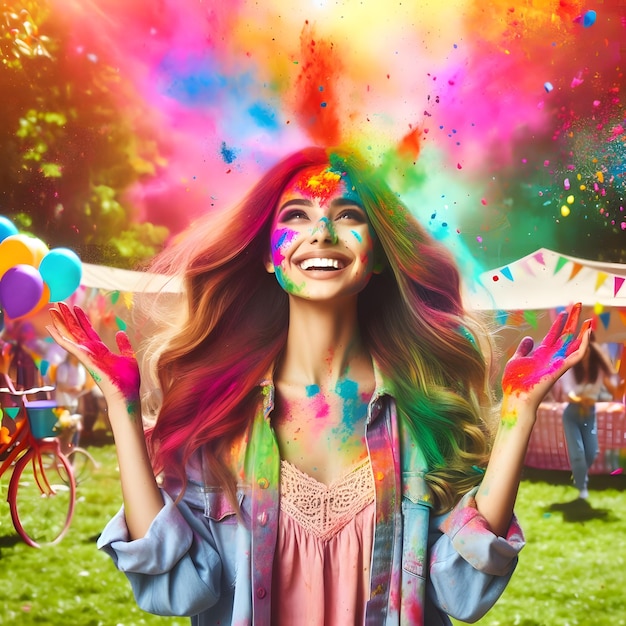 Premium Photo | Fun with colours A vibrant splash of colors and a young ... Premium Photo | Fun with colours A vibrant splash of colors and a young ...