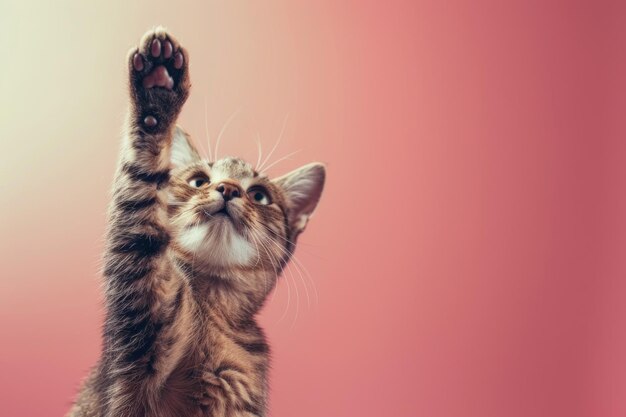 Premium Photo Funny Surprised Cat Raising Hand