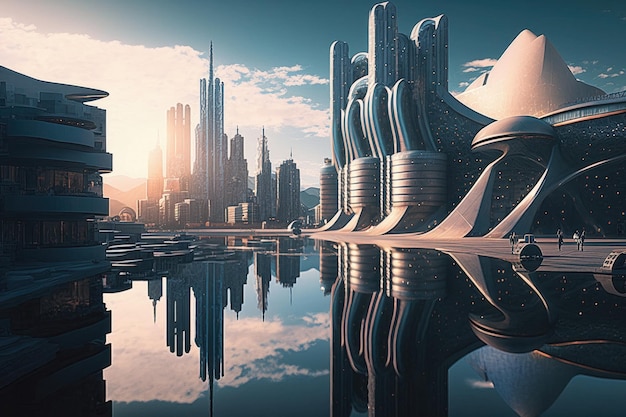 Premium Photo | Future city 3D scene Sci fi metropolis Premium Photo | Future city 3D scene Sci fi metropolis