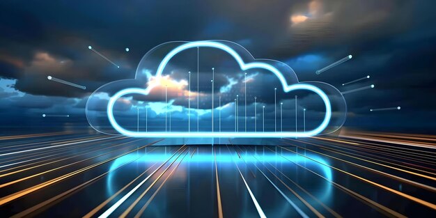 Future tech Cloud computing global networking cybersecurity big data and digital innovation ...