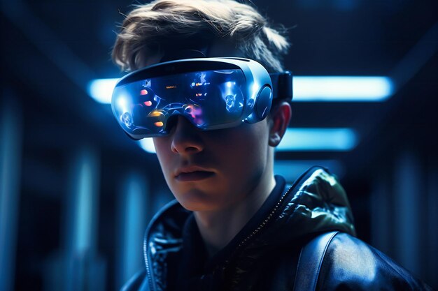 Premium Photo | Future technology manifested as a man with vr glasses ... Premium Photo | Future technology manifested as a man with vr glasses ...