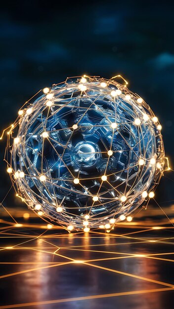 Futuristic 3d rendering of complex network structure with glowing nodes ... Futuristic 3d rendering of complex network structure with glowing nodes ...