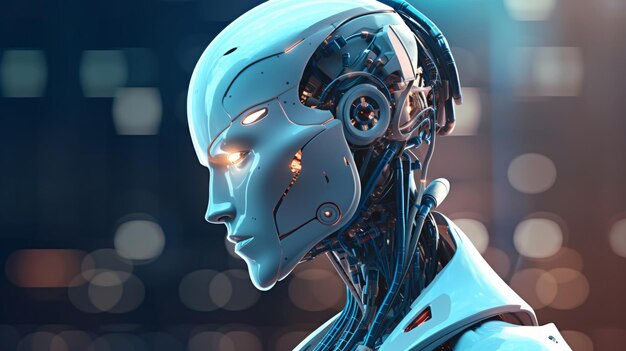 Premium AI Image | futuristic Ai android robot cyborg artificial intel Premium AI Image | futuristic Ai android robot cyborg artificial intel