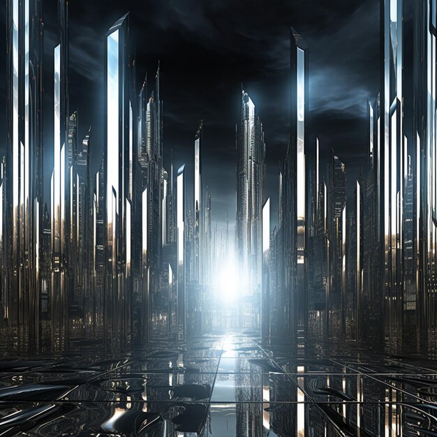 Premium AI Image | Futuristic Cityscape with Zinc Structures Premium AI Image | Futuristic Cityscape with Zinc Structures