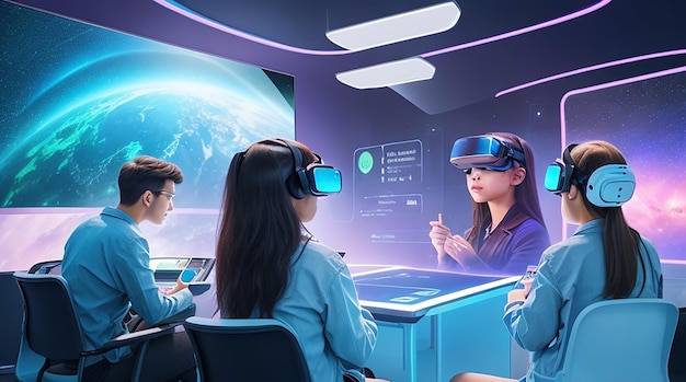 Premium Photo | Futuristic Classroom Immersion Virtual Reality Education Premium Photo | Futuristic Classroom Immersion Virtual Reality Education
