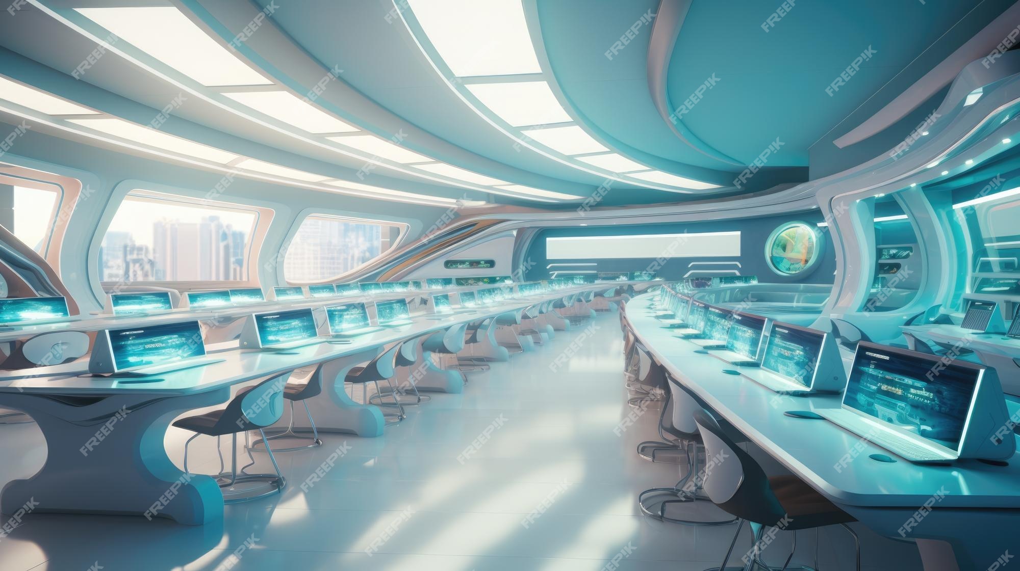 Premium AI Image | Futuristic classroom in the school of the future ... Premium AI Image | Futuristic classroom in the school of the future ...