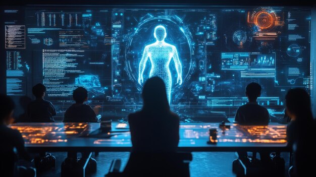 Futuristic Classroom with Holographic Teachers Teachers appearing as ... Futuristic Classroom with Holographic Teachers Teachers appearing as ...